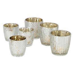 Boltze Windlicht Patty 6er-Set H7-9 x 7-9 cm, Antiksilber skandinavische Deko Online Shop