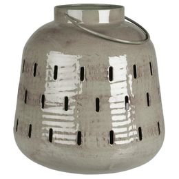 IB Laursen Hurricane mit Lochmuster und Henkel Berkane H&ouml;he 25, &Oslash; 22 cm, grau