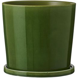 IB Laursen Blumentopf Saga mit Untersetzer Gr&uuml;n - H 15 cm, &Oslash; 16 cm skandinavische Deko Online Shop