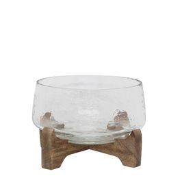 Chic Antique Glas Tablett mit Holzsockel 16,5 cm, &Oslash; 20 cm skandinavische Deko Online Shop