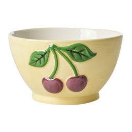 Rice Keramik Sch&uuml;ssel mit Kirschen 600 ml &Oslash; 14 cm, H:10 cm, Creme skandinavische Deko Online Shop
