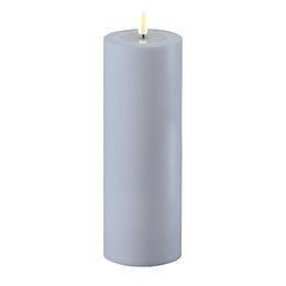 Deluxe Homeart LED Real Flame Outdoor Stumpenkerze staubig blau &Oslash;7,5 x H20cm, staubig blau skandinavische Deko Online Shop