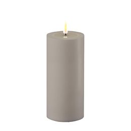 Deluxe Homeart LED Real Flame Outdoor Stumpenkerze grau &Oslash;7,5 x H15cm, grau skandinavische Deko Online Shop