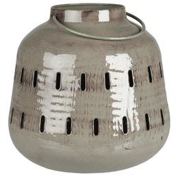 IB Laursen Hurricane mit Lochmuster und Henkel Berkane H&ouml;he 18, &Oslash; 20 cm, grau