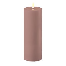 Deluxe Homeart LED Real Flame Outdoor Stumpenkerze staubig rot &Oslash;7,5 x H20cm, staubig rot skandinavische Deko Online Shop