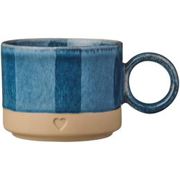 IB Laursen Keramik Tasse mit Henkel Heart 290 ml, blau
