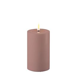 Deluxe Homeart LED Real Flame Outdoor Stumpenkerze staubig rot &Oslash;7,5 x H12,5cm, staubig rot skandinavische Deko Online Shop