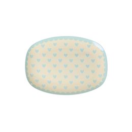 Rice Melamin Teller rechteckig Hearts Print Mint, H1.5 L23 B16.5 cm skandinavische Deko Online Shop