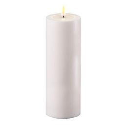 Deluxe Homeart LED Real Flame Outdoor Stumpenkerze wei&szlig; &Oslash;7,5 x H20cm, weiss skandinavische Deko Online Shop