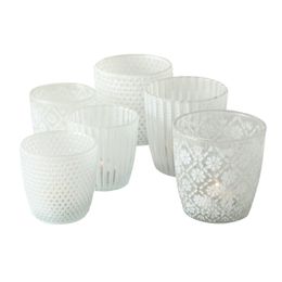 Boltze Windlicht Patty 6er-Set H7-9 x 7-9 cm, Wei&szlig;