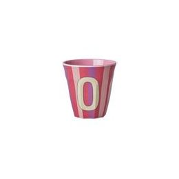 Rice Melamin Buchstabenbecher gestreift O, Pink