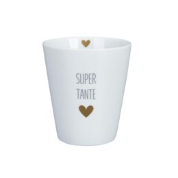Krasilnikoff Happy Mug Becher Super &Oslash;8,7 x H10cm, Super Tante, weiss