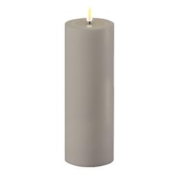 Deluxe Homeart LED Real Flame Outdoor Stumpenkerze grau &Oslash;7,5 x H20cm, grau skandinavische Deko Online Shop