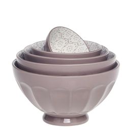Chic Antique Ares Lattesch&uuml;ssel mit Muster im Set H&ouml;he 9, &empty; 15,5 cm, oliven