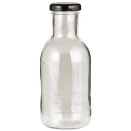 IB Laursen Glas-Flasche mit schwarzem Schraubdeckel 350 ml, H&ouml;he 16.5, &Oslash; 6.8 cm