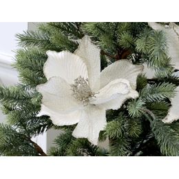 Chic Antique Fleur Blume mit Clips, Tannenbaumschmuck &Oslash; 20 cm wei&szlig;