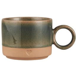 IB Laursen Keramik Tasse mit Henkel Heart 290 ml, gr&uuml;n