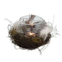 Boltze Windlicht Emil mit Federn 9,5 cm