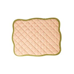 Rice Gestepptes Tischset Karo Wellenrand aus Baumwolle Kariert Moosgr&uuml;n (Moss Green) - 45 x 35 cm