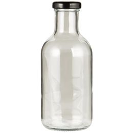 IB Laursen Glas-Flasche mit schwarzem Schraubdeckel 490 ml, H&ouml;he 18.3, &Oslash; 7.6 cm
