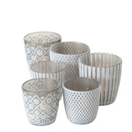 Boltze Windlicht Patty 6er-Set H7-9 x 7-9 cm, Grau