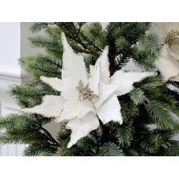 Chic Antique Fleur Blume mit Clips, Tannenbaumschmuck &Oslash; 25 cm wei&szlig;