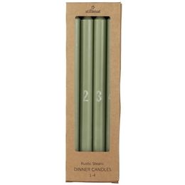 IB Laursen Adventskerze 1-4 Schachtel mit 4 Kerzen H&ouml;he 29, &Oslash; 2.2 cm, staubig gr&uuml;n
