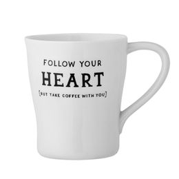 Bloomingville Tasse Wendy mit Schrift, Steingut Follow your Heart skandinavische Deko Online Shop