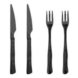 Bloomingville Ollin Steakbesteck, Schwarz, Edelstahl L22xB2 cm, 4-teilig, schwarz