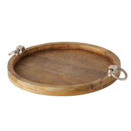 Boltze Tablett Ringa Mangoholz &Oslash; 45 cm x 47 x 46 x 7 cm, natur, silber skandinavische Deko Online Shop