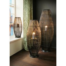 Faktorei Boden-Windlicht XXL aus Metall schwarz/gold 45x45x123 cm
