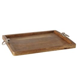 Boltze Tablett Ringa Mangoholz 55 x 44,5 x 7 cm, natur, silber skandinavische Deko Online Shop