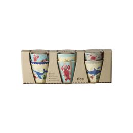 Rice Kleine Melamin Kinder Becher Ocean Print - 6er Pack Blau, 6 x 160 ml, 7,5 cm, &Oslash; 7 cm