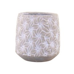 Chic Antique Colmar Blumentopf mit Blumenmuster &Oslash;12 x H12 cm, franz. grau