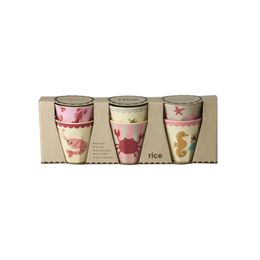 Rice Kleine Melamin Kinder Becher Ocean Print - 6er Pack Koralle, 6 x 160 ml, 7,5 cm, &Oslash; 7 cm