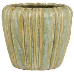 IB Laursen Blumentopf mit Rillen Keramik H&ouml;he 10.5, &Oslash; 12.5 cm, Gr&uuml;n skandinavische Deko Online Shop