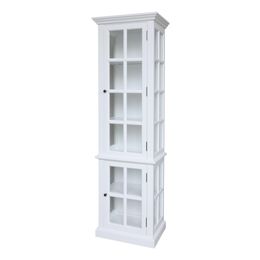 Chic Antique Landhaus Vitrinenschrank Marseille mit 2 T&uuml;ren und Regalen H196/L60/B40 cm, wei&szlig; skandinavische Deko Online Shop