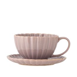 Bloomingville Latina Tasse mit Untertasse, Steingut &Oslash; 15xH6,5 cm, rose