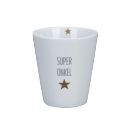Krasilnikoff Happy Mug Becher Super &Oslash;8,7 x H10cm, Super Onkel, weiss