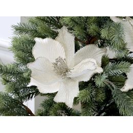 Chic Antique Fleur Blume mit Clips, Tannenbaumschmuck &Oslash; 20 cm wei&szlig;