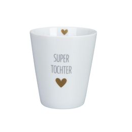 Krasilnikoff Happy Mug Becher Super &Oslash;8,7 x H10cm, Super Tochter, weiss skandinavische Deko Online Shop