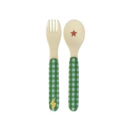 Rice Kinder Melamin Besteck Hero Gr&uuml;n L:14 cm, B:3 cm, H&ouml;he 1 cm skandinavische Deko Online Shop