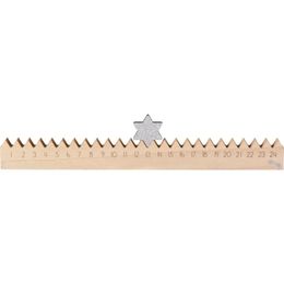 IB Laursen Weihnachtskalender 1-24 aus Holz 50 x 2.5 x 5.5 cm, Silberstern