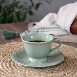 Chic Antique Provence Kaffeetasse mit Untertasse &Oslash; 9,5 cm / 200 ml, wei&szlig; skandinavische Deko Online Shop