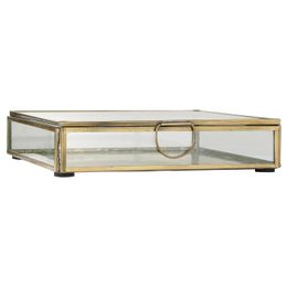 IB Laursen L&auml;ngliche Glasbox mit Deckel Solitaire 18 x 18 x 4,5 cm, messing