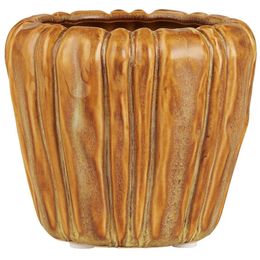 IB Laursen Blumentopf mit Rillen Keramik H&ouml;he 10.5, &Oslash; 12.5 cm, Braun skandinavische Deko Online Shop