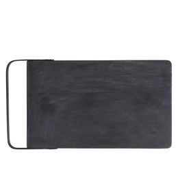 Chic Antique Laon Tapasbrett Mangoholz mit Eisen Henkel 38 x 20 x 1,5 cm, kohle