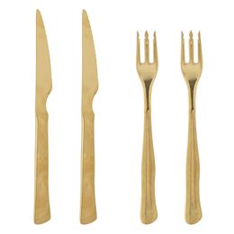 Bloomingville Ollin Steakbesteck, Schwarz, Edelstahl L22xB2 cm, 4-teilig, gold skandinavische Deko Online Shop