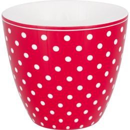 GreenGate Latte Cup, Kaffee Latte Becher Dotty &Oslash; 10, H&ouml;he 9 cm, rot