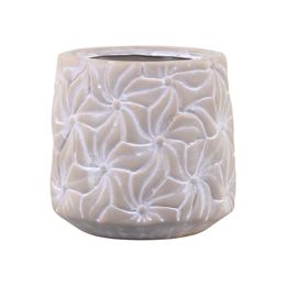 Chic Antique Colmar Blumentopf mit Blumenmuster &Oslash;14,5 x H15,5 cm, franz. grau